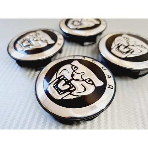 Jaguar Growler Alloy Wheel Centre Caps - Black on OnBuy