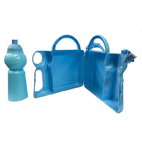 (Blue Lunch Box and Blue Text) Personalised Magical Unicorn Plastic ...