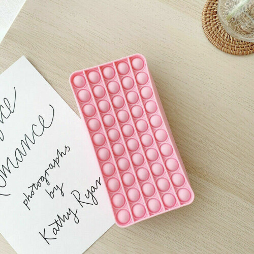 (pink) Silicon Popit Bubble Simple Dimple Fidget Stationery Bag Pencil ...