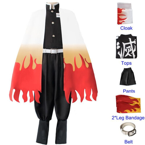 (Rengoku Kyoujurou Costume, L) Demon Slayer Cosplay Costume Kimono Robe ...