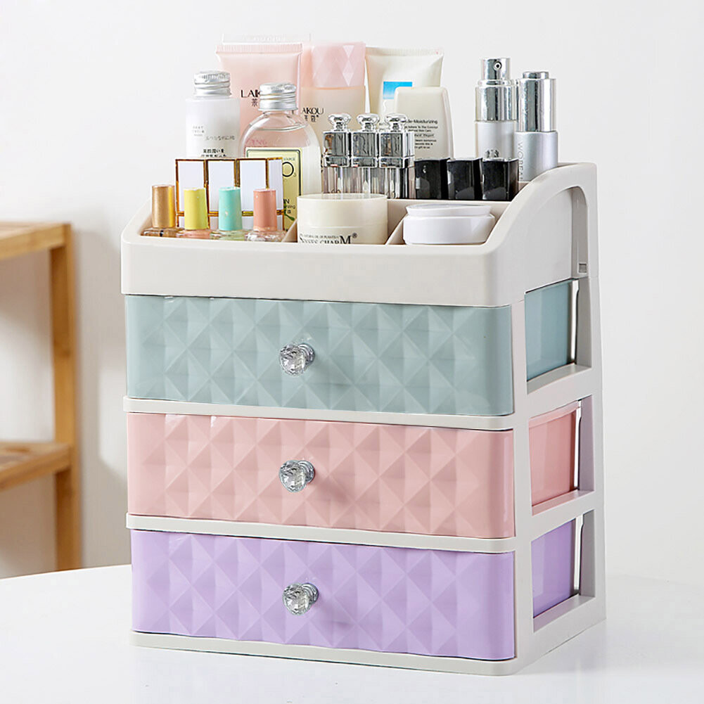 3 Drawer Makeup Cosmetic Organizer Box Dressing Table Tidy Storage ...