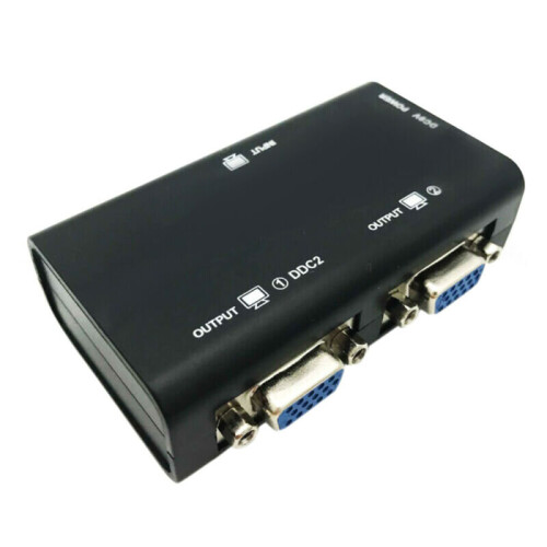 2 Ports VGA Splitter SVGA Video LCD Splitter Box Adapter for PC LCD TV ...