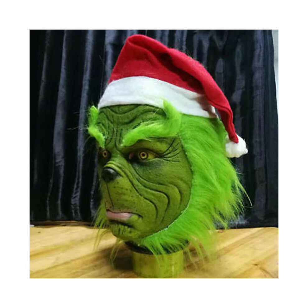 Grinch Latex Mask How the Grinch Stole Horror Helmet Christmas Cosplay ...