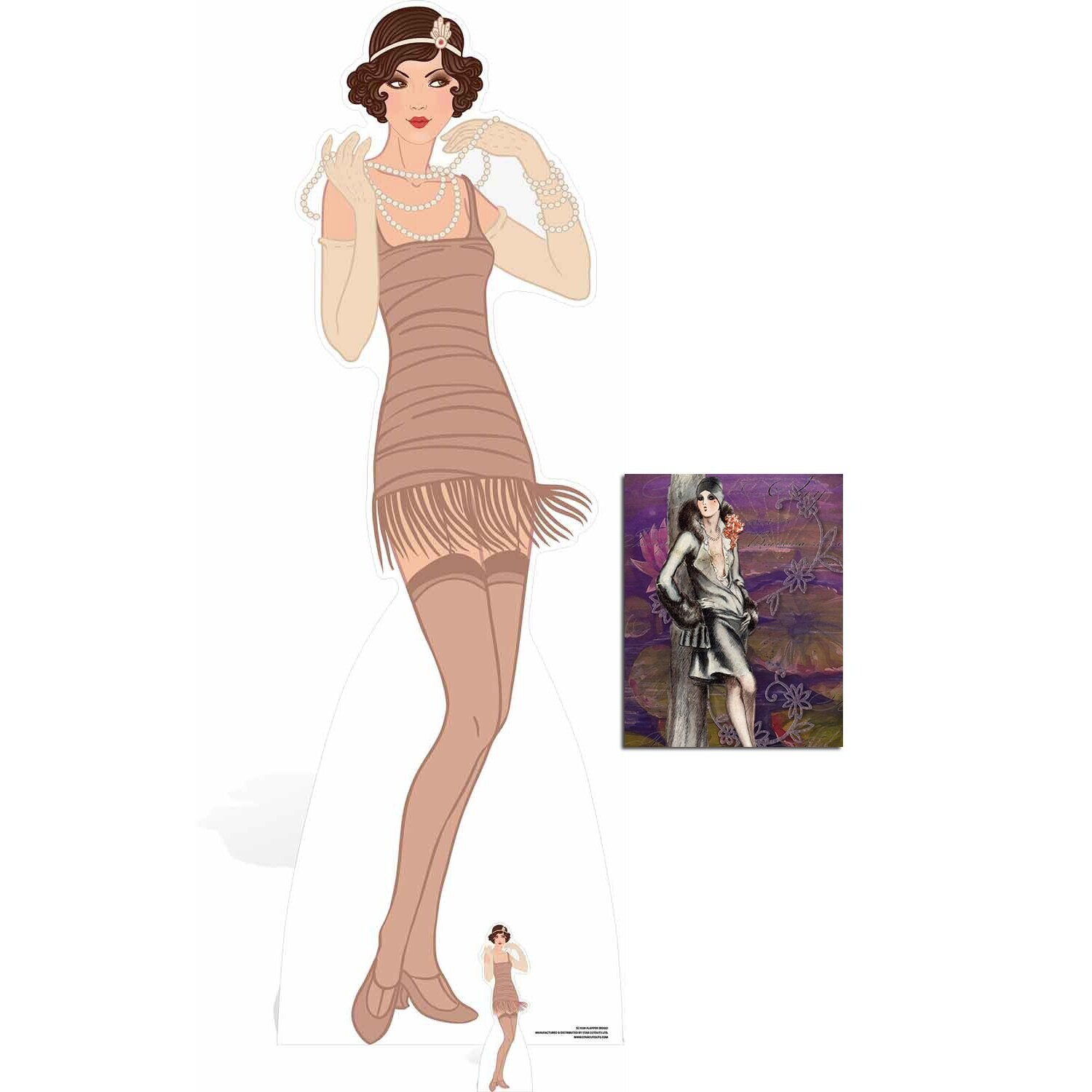 1920s Gatsby Flapper Girl Beige Dress Lifesize and Mini Cardboard ...