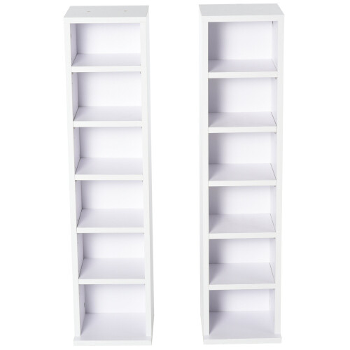 HOMCOM Set of 2 CD Media Display Shelf 6-Tier Tower Rack, White on OnBuy