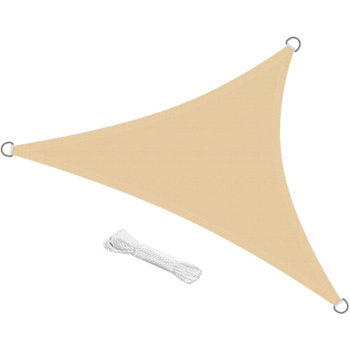 swift Waterproof Shade Sail 3x3x3m Triangle for Garden Patio, Sand on OnBuy