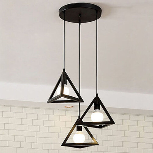 Antique Triangle Pendant Light Black Retro Vintage Hanging Light ...