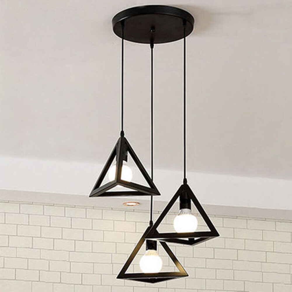 Antique Triangle Pendant Light Black Retro Vintage Hanging Light ...