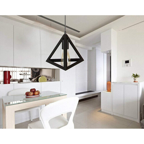 Pendant Light- E27 Metal Lampshade Black Triangle Pendant Lamp Retro Ceiling Light Vintage ...