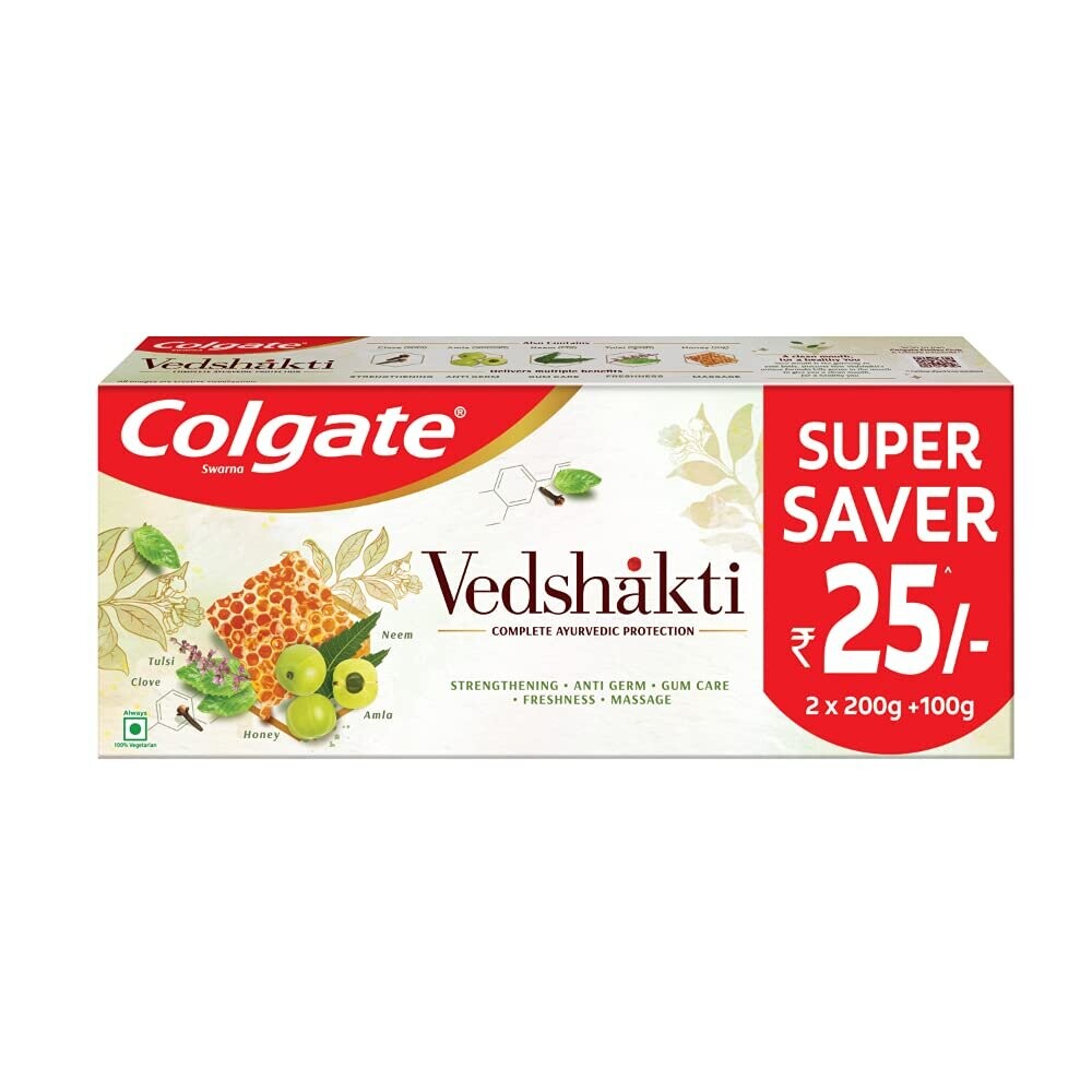 Colgate Swarna Vedshakti Ayurvedic Toothpaste, Anti-Bacterial Paste for ...