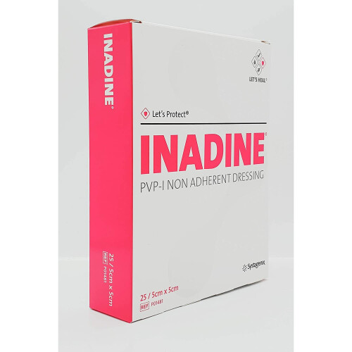 Inadine 5cm x 5cm x10 Non-Adherent Wound Dressings Povidone Iodine ...
