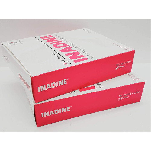Inadine 5cm x 5cm x10 Non-Adherent Wound Dressings Povidone Iodine ...