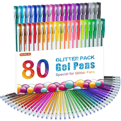 Glitter Gel Pens Shuttle Art 80 Colours Gel Pens 40 Colours Glitter Gel Pen Set with 40 Refills for Adult Colouring Books. on OnBuy