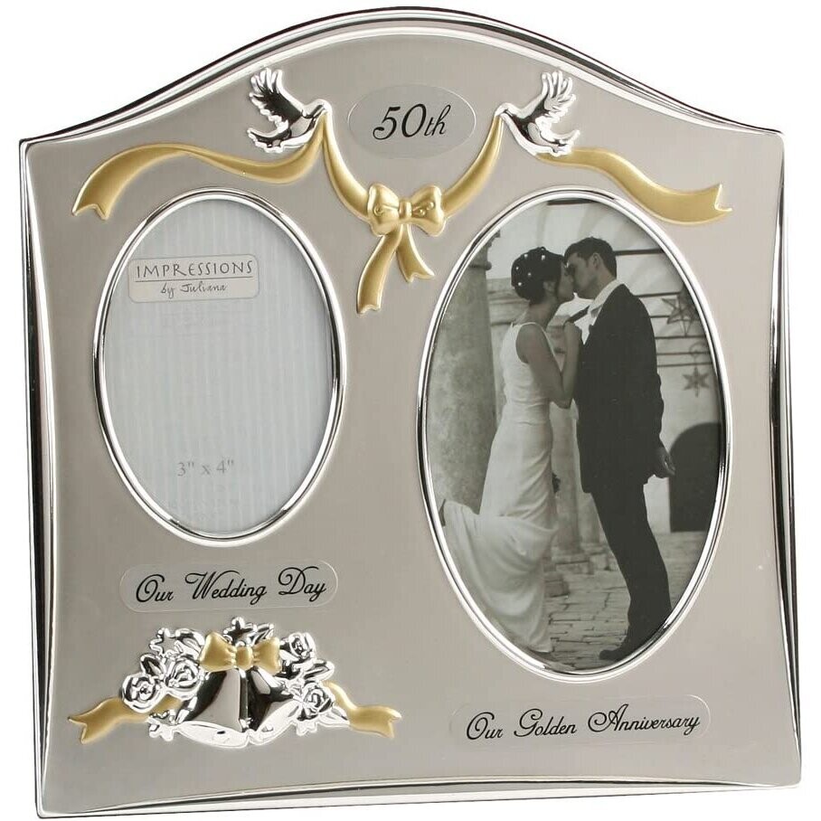 Juliana Two Tone Silver Plated Wedding Anniversary Photo Frame - 50th ...