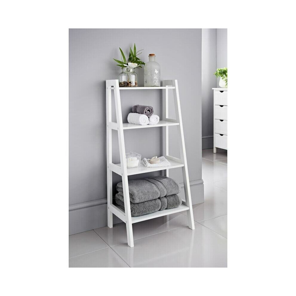 Stunning New England Style Maine Ladder Shelf Bathroom Storage Unit White on OnBuy