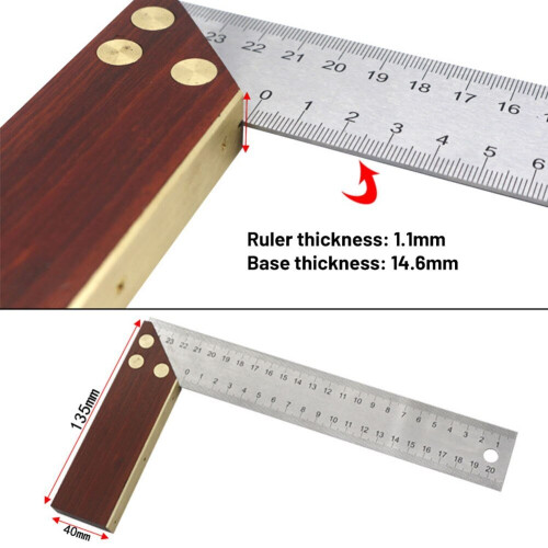 L-Type Woodworking Angle Ruler 250mm Measuring Tool 90 Degree Double ...