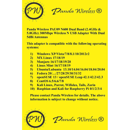Panda Wireless PAU09 N600 Dual Band (2.4GHz and 5GHz) Wireless N USB ...