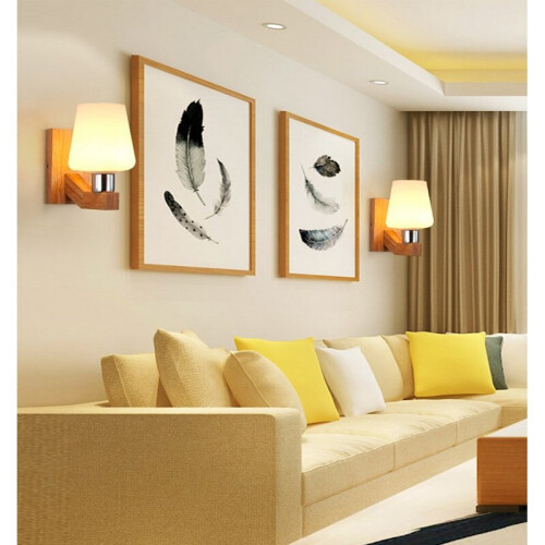 (2 Pack) Modern Wall Sconce Minimalist Wall Light Wood Wall Lamp for ...