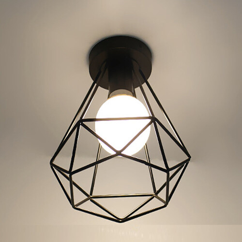 Retro Diamond Ceiling Light Black Metal 20CM Chandelier E27 Industrial ...