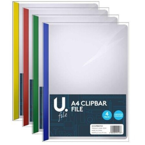 4 Pack A4 Clipbar File Slide Binder Document Presentation Project ...
