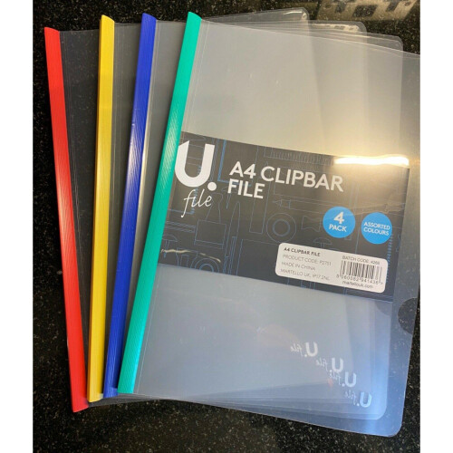 4 Pack A4 Clipbar File Slide Binder Document Presentation Project ...
