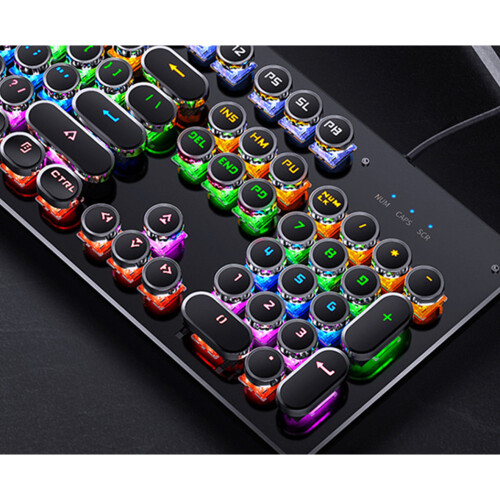 K58 104 Keys Black Switches Mechanical Wired USB Keyboards Round Key ...