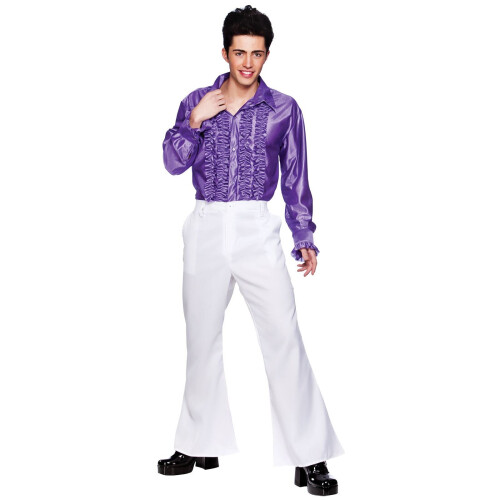 (M) White 70s Style Disco Flares Mens Fancy Dress Costume on OnBuy