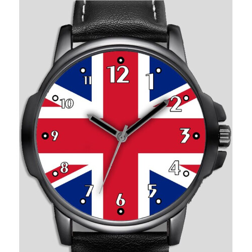 Union Jack Flag Wrist Watch - Unique Unisex Style, Faux Leather Band ...