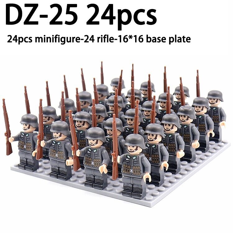 (DZ-25 24pcs) 24pcs Minifigures Military Building Blocks WW2 Rifle ...
