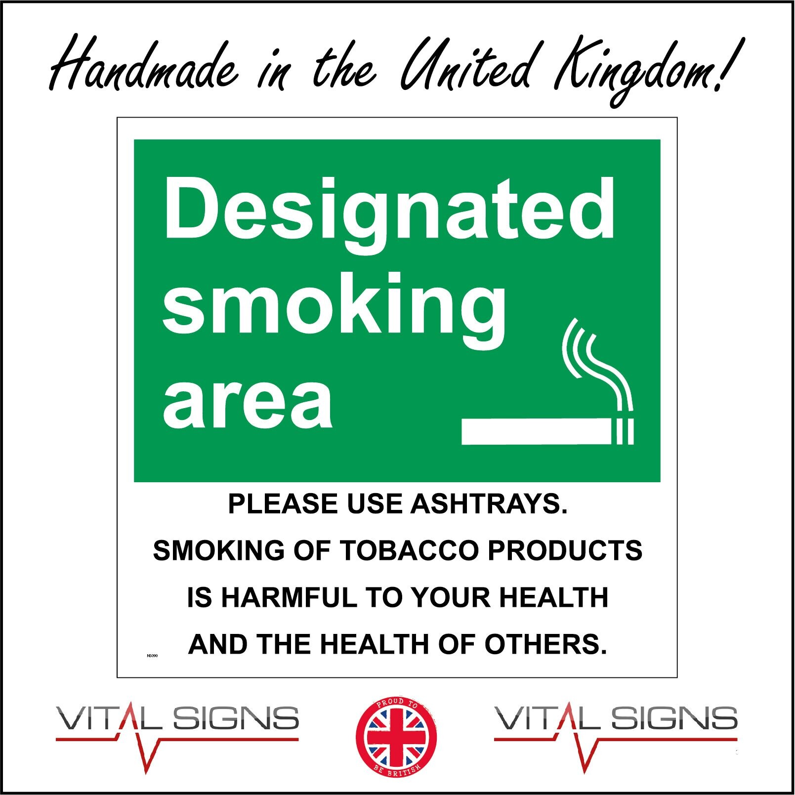 (250 x 250mm - 10 x 10, F - 5mm Heavy Duty Foamex Foamboard) NS090 Designated Smoking Area Use ...