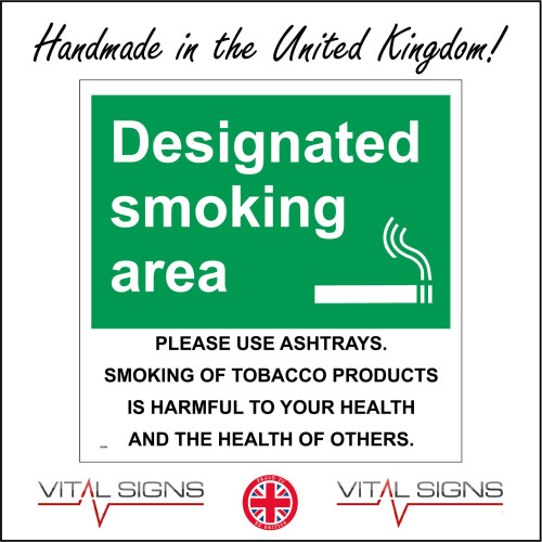 (100 x 100mm - 4 x 4, C - Dibond / Composite Aluminium) NS090 Designated Smoking Area Use ...