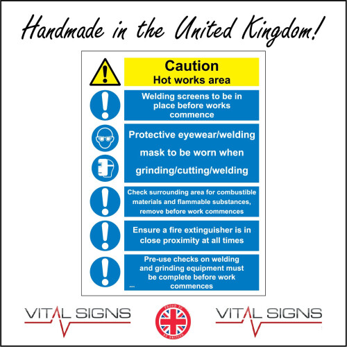 MU253 Hot Works Area Welding Screens Safety Sign Workshop Garage ...