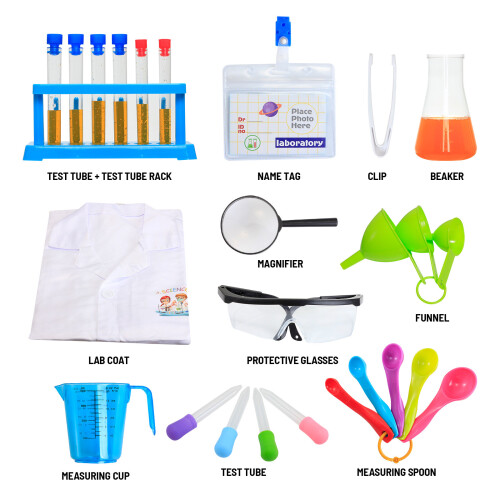 Kids Role Play Laboratory Science Kit with Goggles, Lab Coat & Variety ...