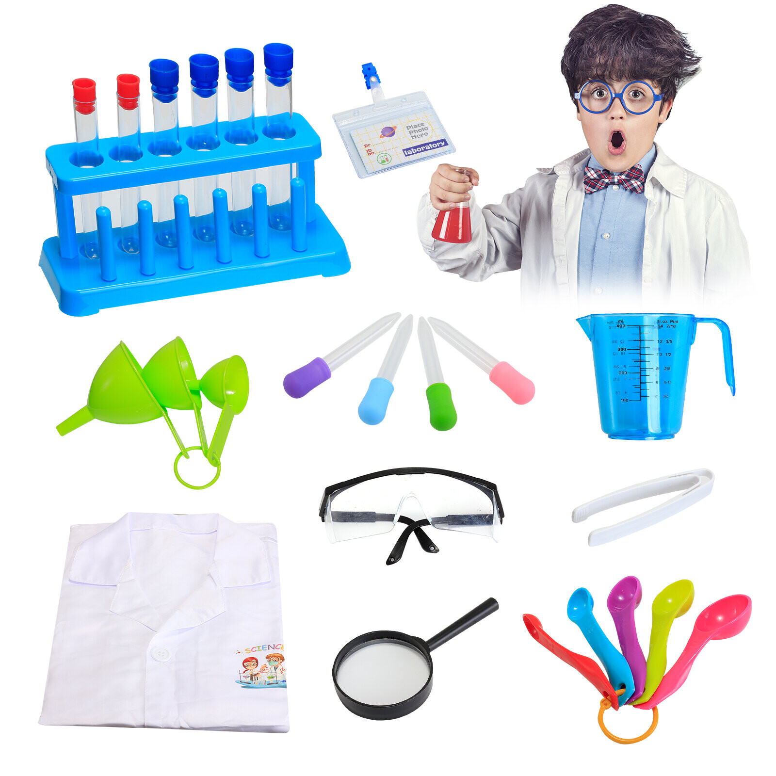 Kids Role Play Laboratory Science Kit with Goggles, Lab Coat & Variety ...