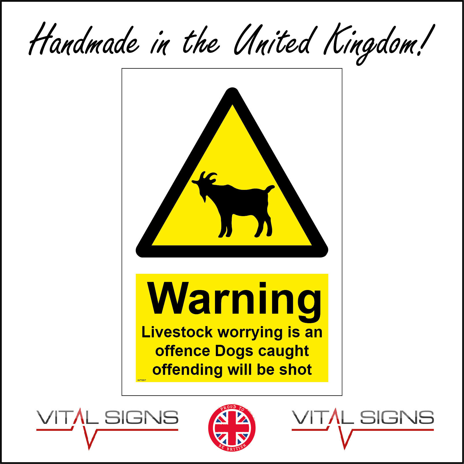 (450 x 600mm - 18 x 24, D - 1mm Pvc Foamex) WT097 Warning Livestock ...