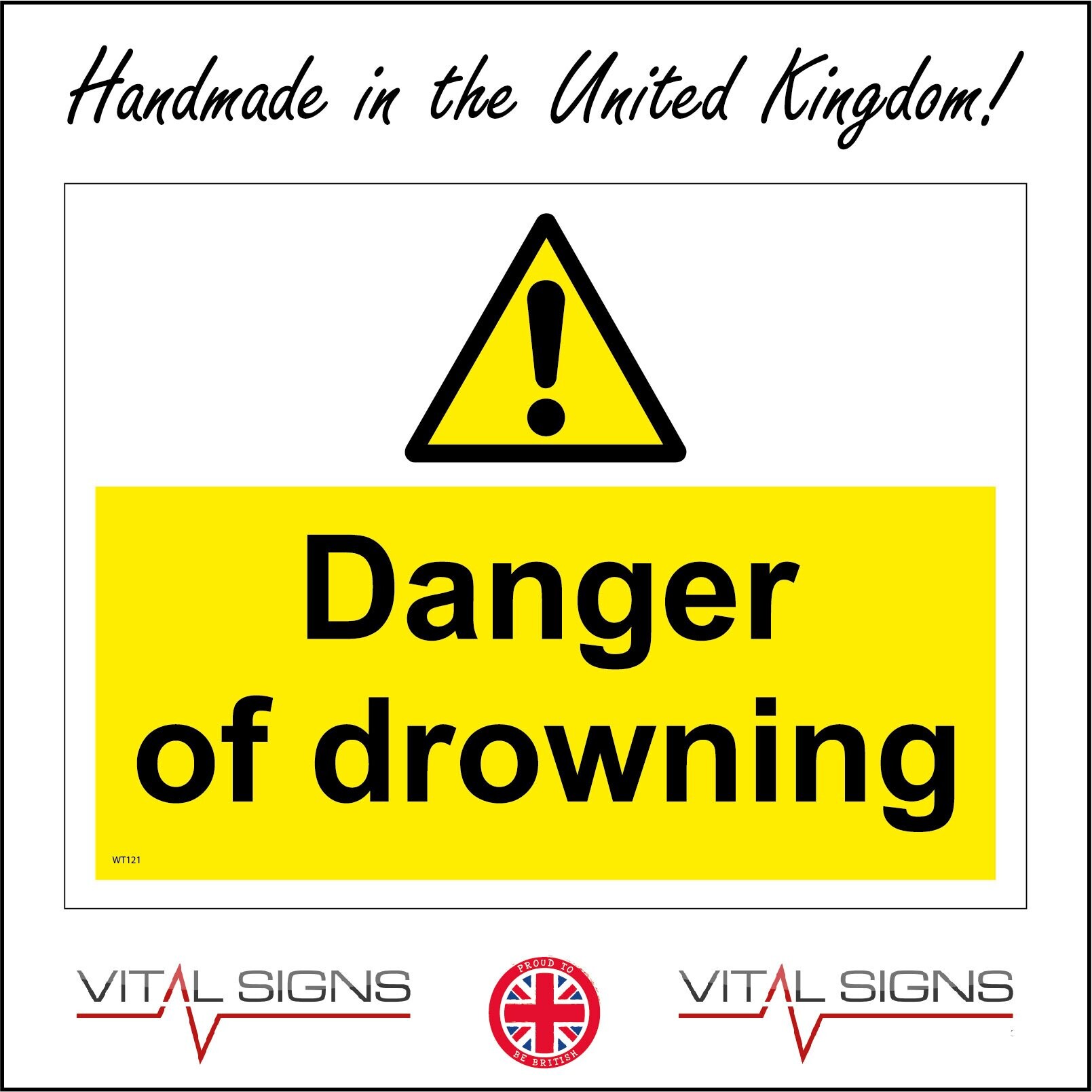 (150 x 100mm - 6 x 4, D - 1mm Pvc Foamex) WT121 Danger Of Drowning Sign ...