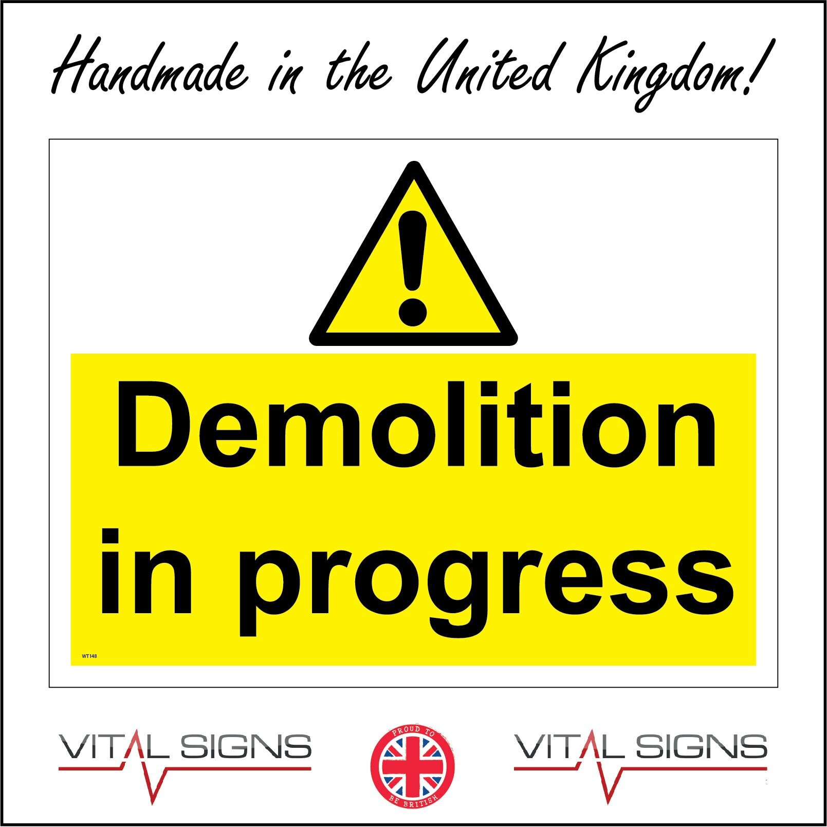 WT148 Demolition In Progress Sign Building Construction Site Danger ...