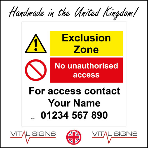 (300 x 300mm - 12 x 12, C - Dibond / Composite Aluminium) MU275 Exclusion Zone No Unauthorised ...