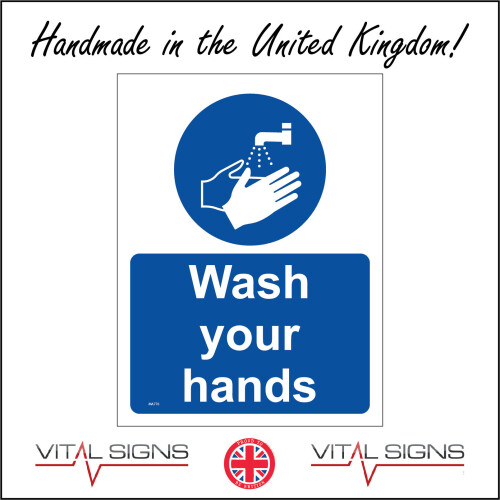 (300 x 400mm - 12 x 16, D - 1mm Pvc Foamex) MA776 Wash Your Hands Sign ...