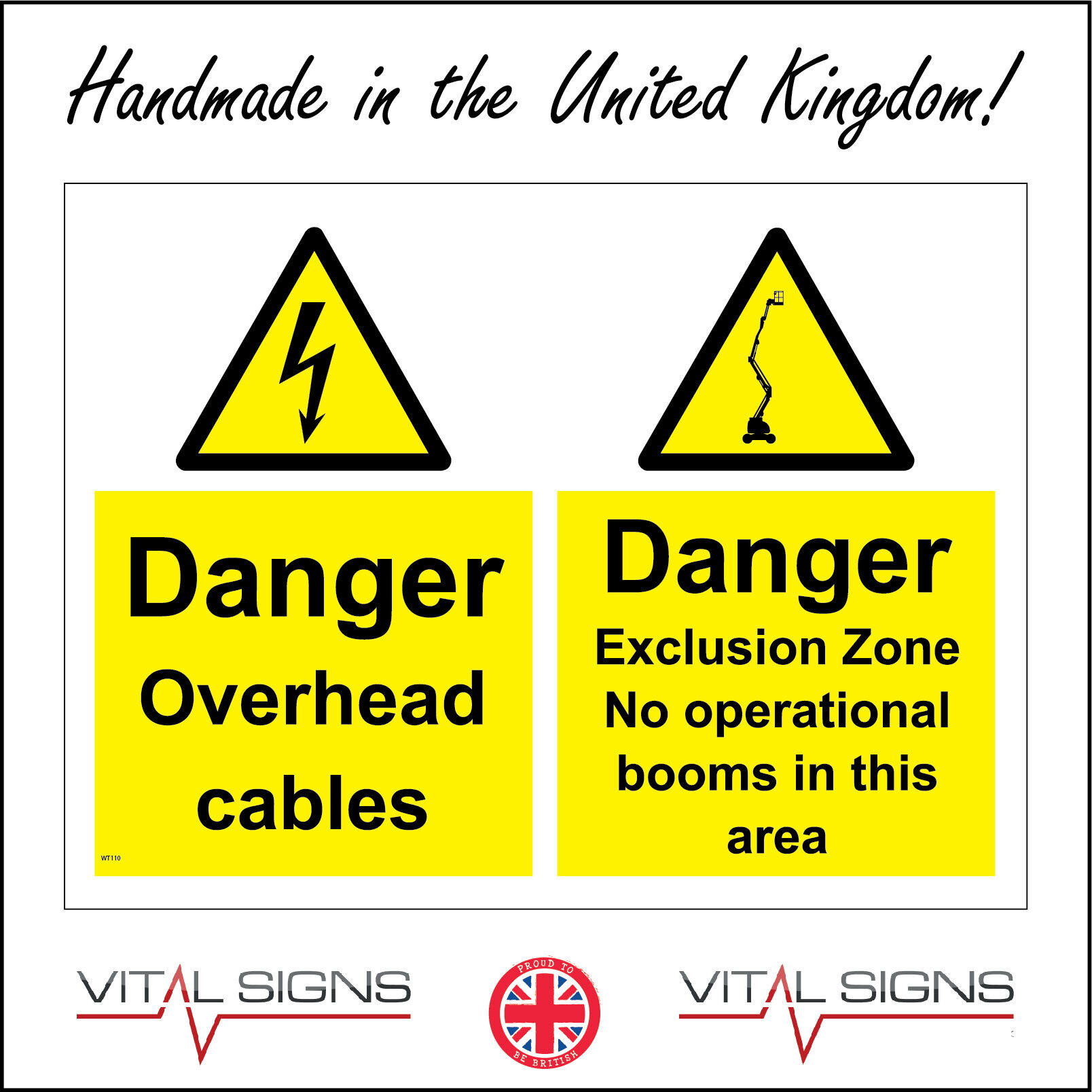 (150 x 100mm - 6 x 4, D - 1mm Pvc Foamex) WT110 Danger Overhead Cables ...