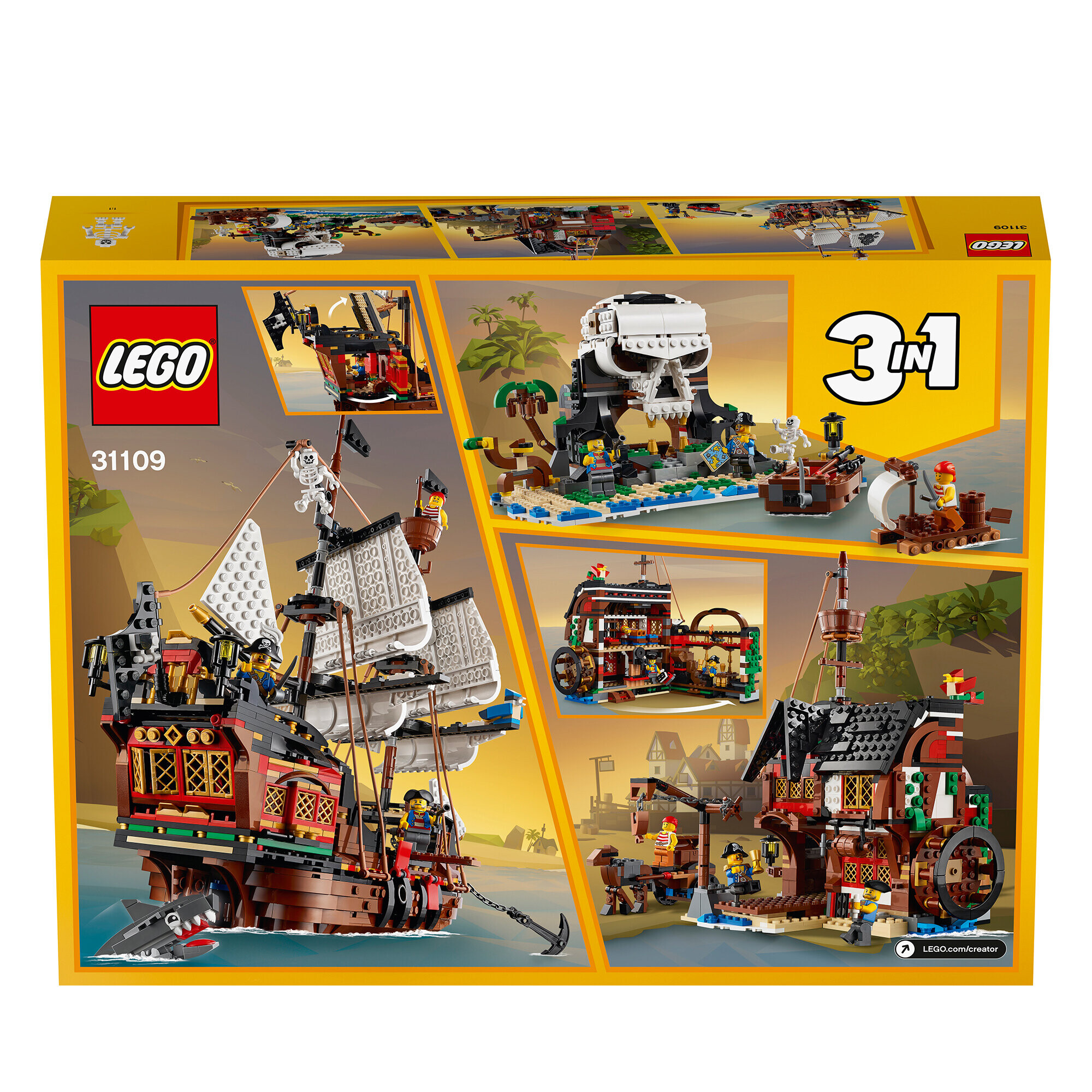 LEGO Creator 3in1 Pirate Ship, Inn & Skull Island 31109 - LEGO Building ...