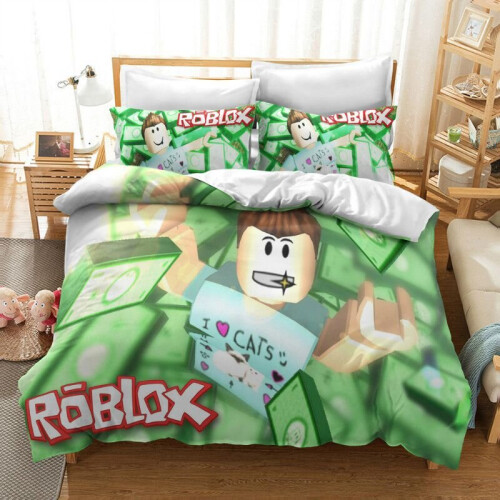 (Green, EU-Single(2pcs):135×200cm) 3D Game Roblox Bedding Set Bedding ...