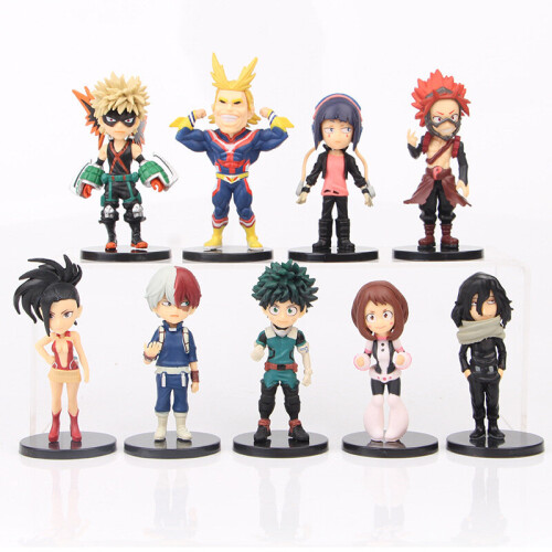 9pcs Set My Hero Academia Anime 3" Figure Midoriya Izuku Bakugou Model ...