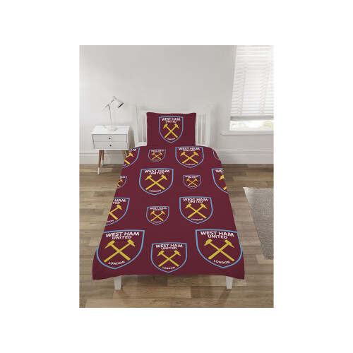 West Ham United FC Multi Crest Single Reversible Duvet Cover Set Bedding Bed Set on OnBuy