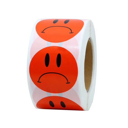 Red Sad Face Frowned Unhappy Stickers 1"inch Frowny Face Stickers Red ...