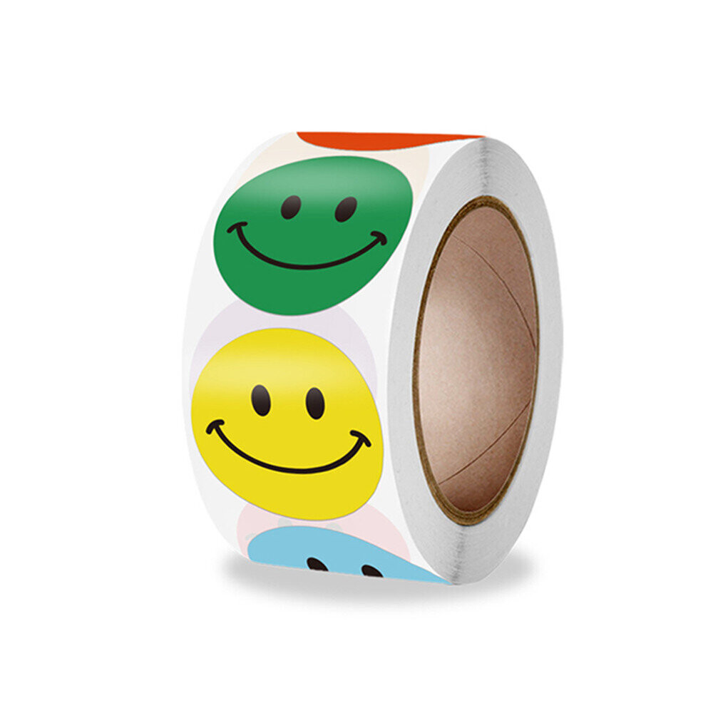 500pcs/roll Happy Face Stickers Circle Dots Stick Labels Multi Facial ...