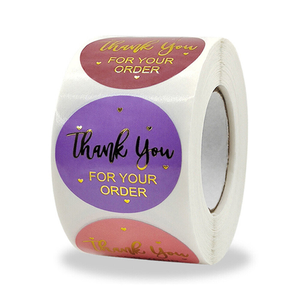 500 Pcs/roll Round Thank You Business Label Stickers Roll Cute Thank ...