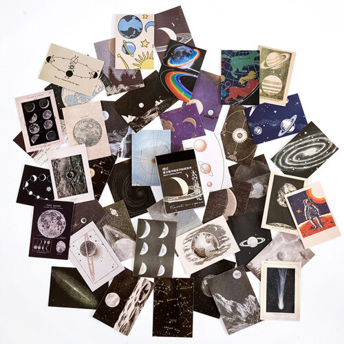 50Pcs/Pack Retro Library Plant Starry Sky Deco Washi Diary Stationery ...