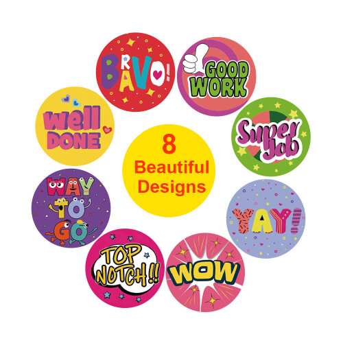 500pcs/roll Reward Stickers for Kids Teacher Cartoon Words Stickers ...