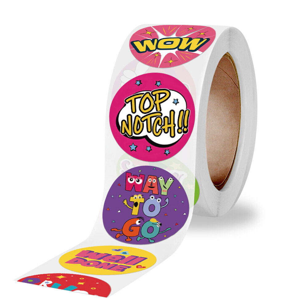 500pcs/roll Reward Stickers for Kids Teacher Cartoon Words Stickers ...